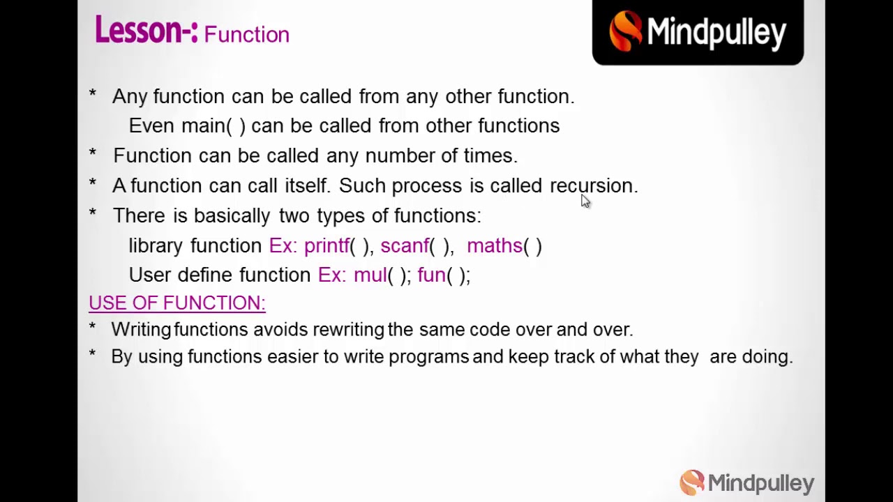 027 Function - C LANGUAGE - YouTube