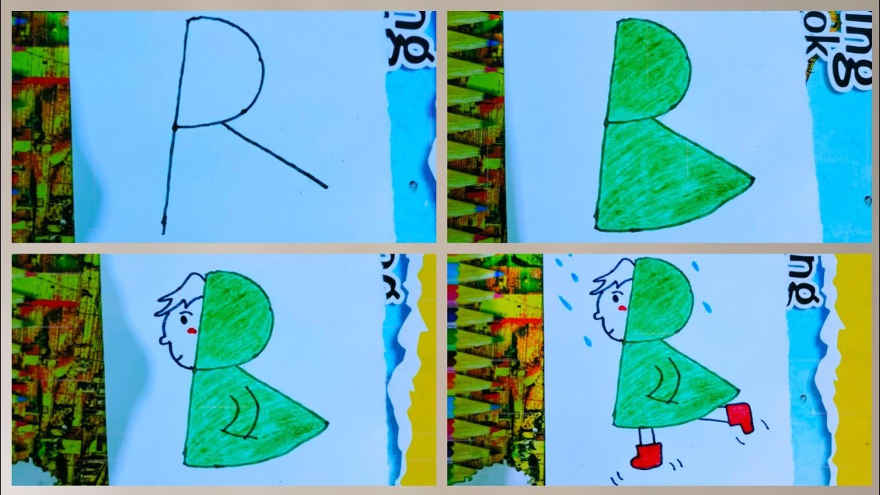 Letter R Se Ladka Kaise Banaye || How To Draw A Boy From Letter R ...