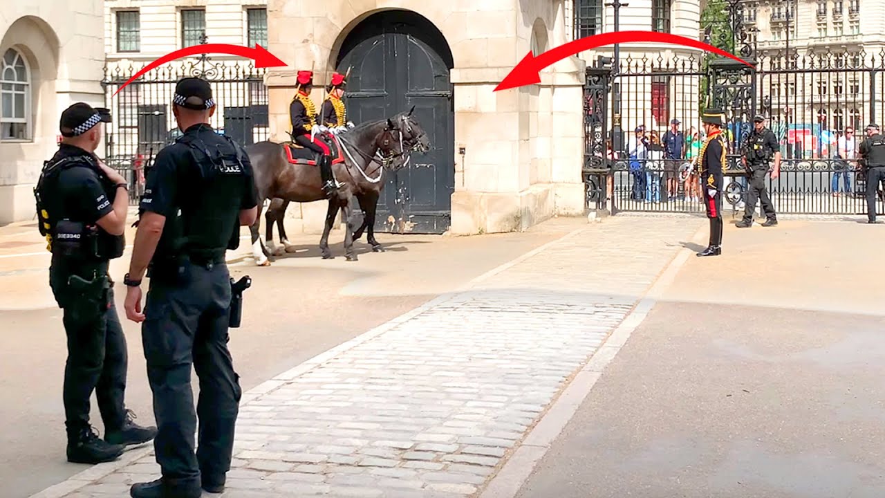 Armed Police protect the King's Guards - YouTube