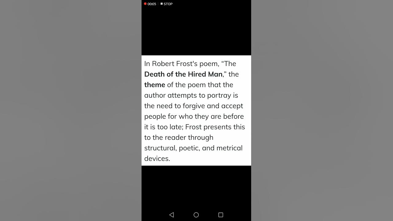 Theme and Tone of the Death of the Hired Man by Robert Frost - YouTube