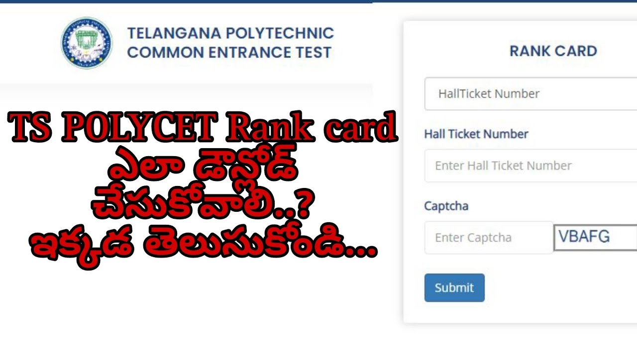 TS polycet rank card download 2023 | How to download Telangana polycet ...