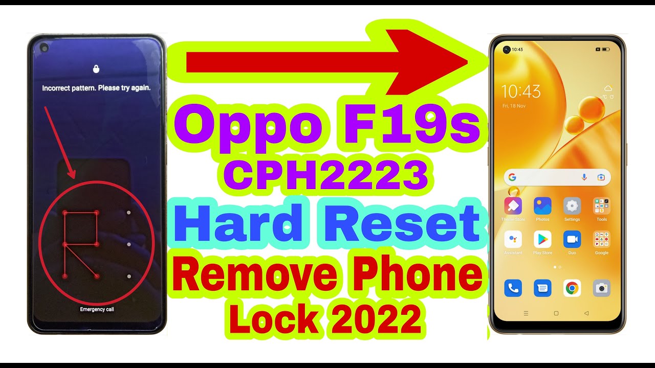 Oppo F19s (CPH2223) Hard Reset/Remove Phone Lock 2022 || Unlock Pattern ...