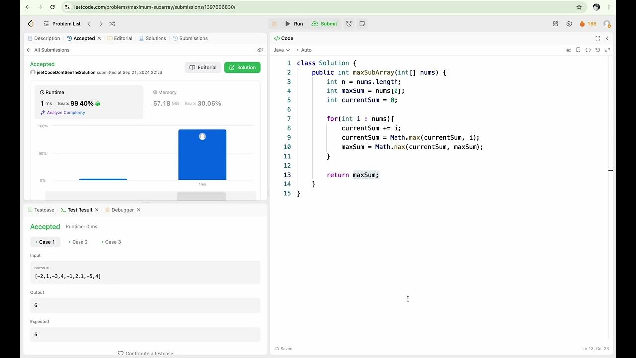 53. Maximum Subarray - YouTube
