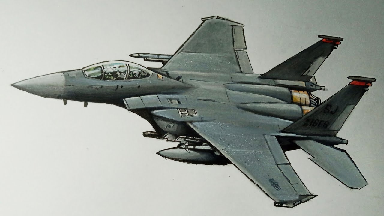 Military Art - Drawing F-15 Strike Eagle - YouTube