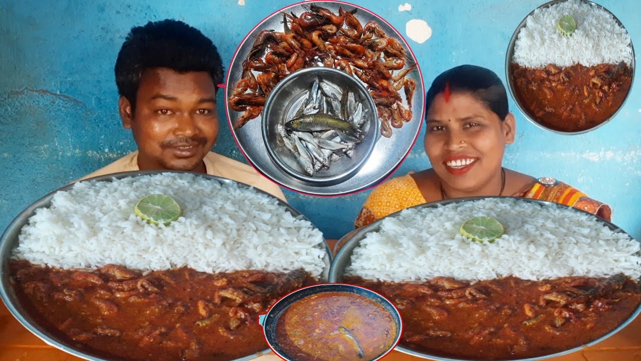eating show | chingri fish curry cooking eating | jhinga fish curry ...