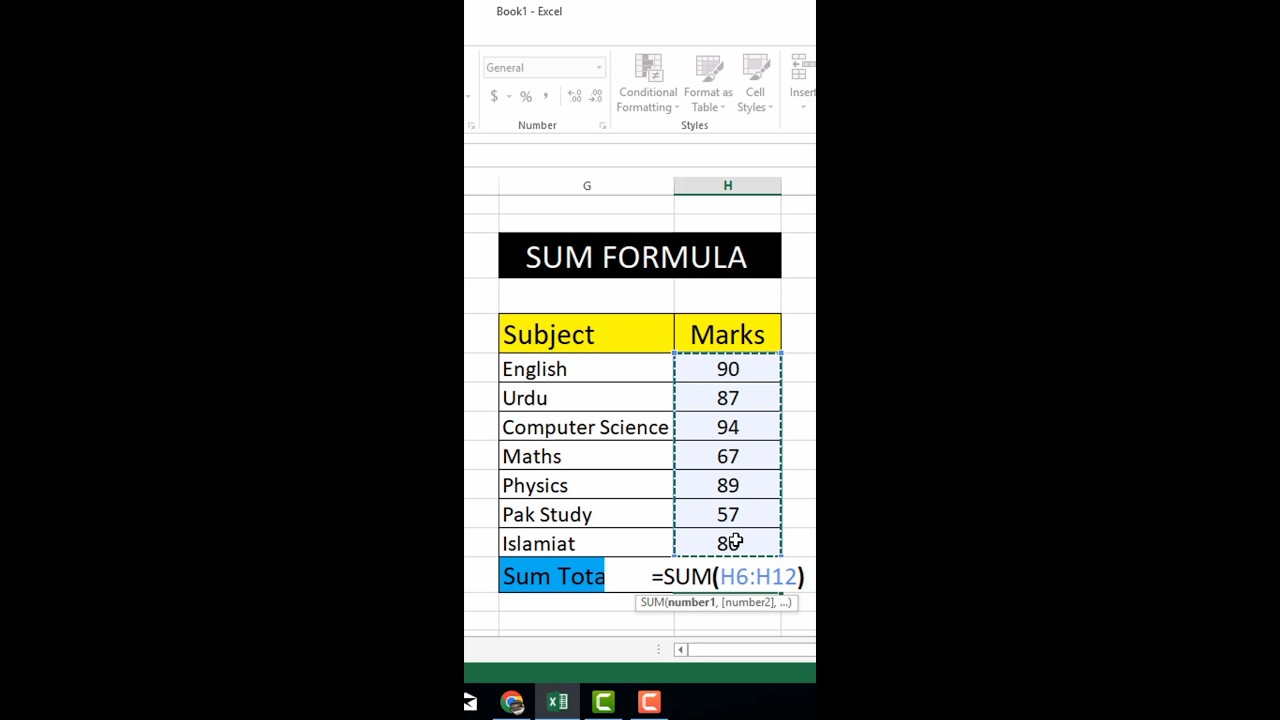 Sum Formula In Ms Excel Ytshorts Excelformula Sumformula Short Youtubeshorts Zubairshah