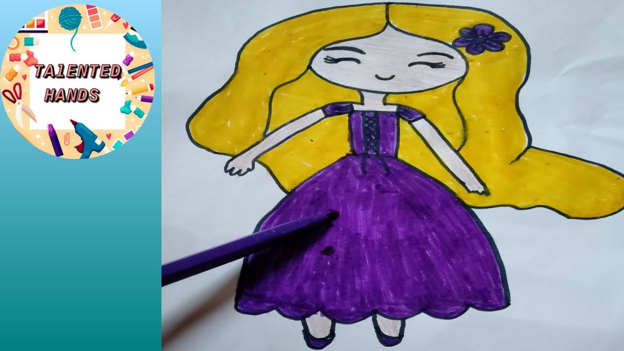 How to draw cute Rapunzel easy step by step|| how to draw Rapunzel for ...