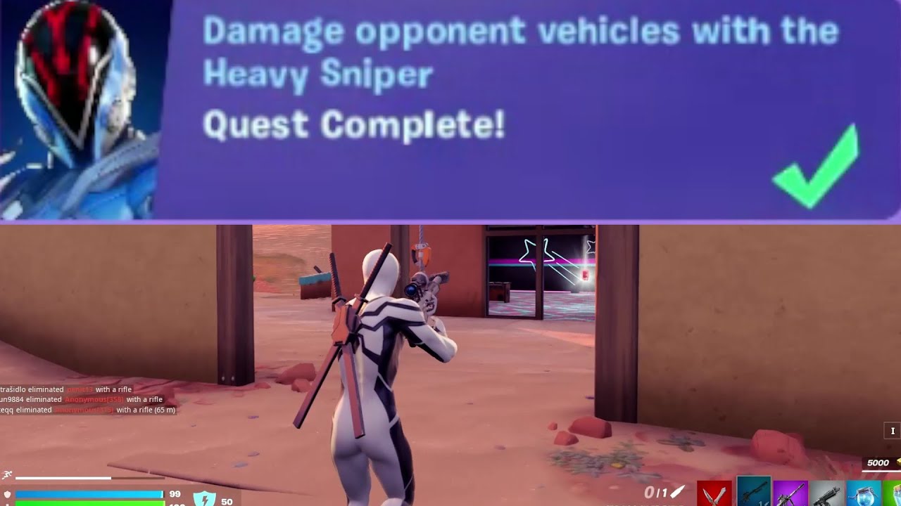 Damage opponent vehicles with a heavy sniper - Fortnite - YouTube