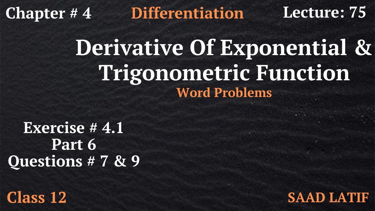 Class 12 Maths | Lecture 75 | Chapter 4 | Differentiation of ...