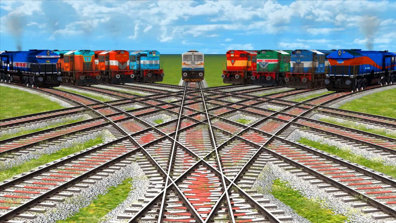 SICK! 9️⃣ Trains Crisscrossed On CRAZY SHARP BEND TRACK ️‍🔥 - 3D TRAINS ...