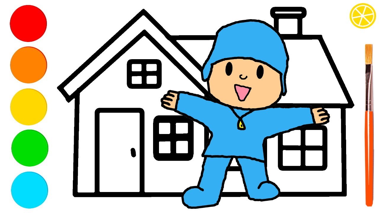 Drawing and Coloring Pocoyo House for children - YouTube