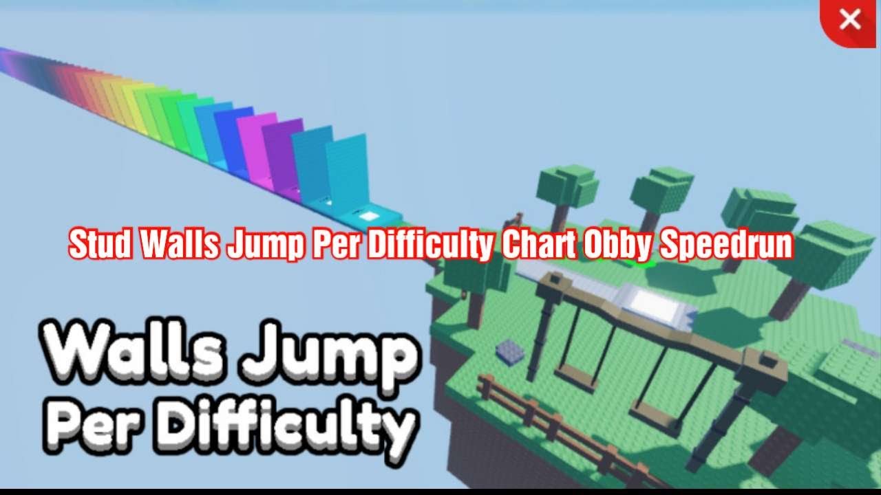 Stud Walls Jump Difficulty Chart Obby SpeedRun - YouTube