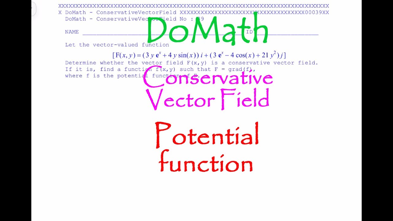 DoMath-Calculus : Conservative Vector Field No39 - YouTube