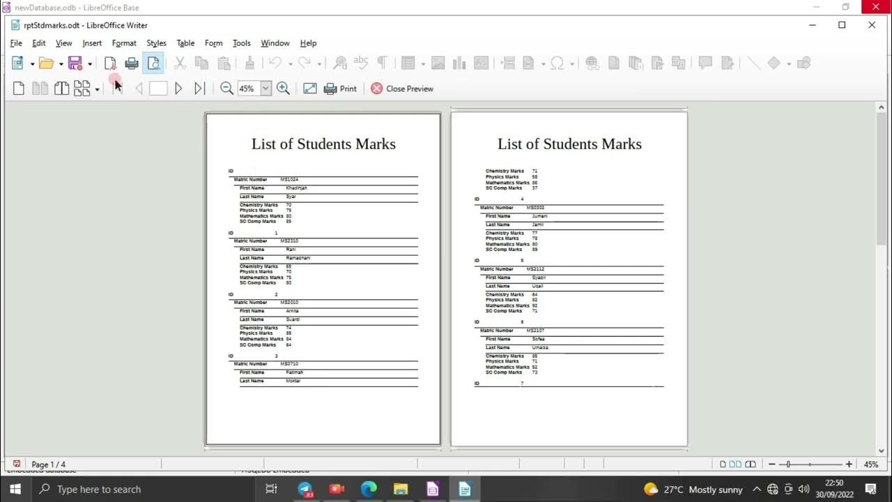 Part 4 - Create Database using Libre Office (Report) - YouTube