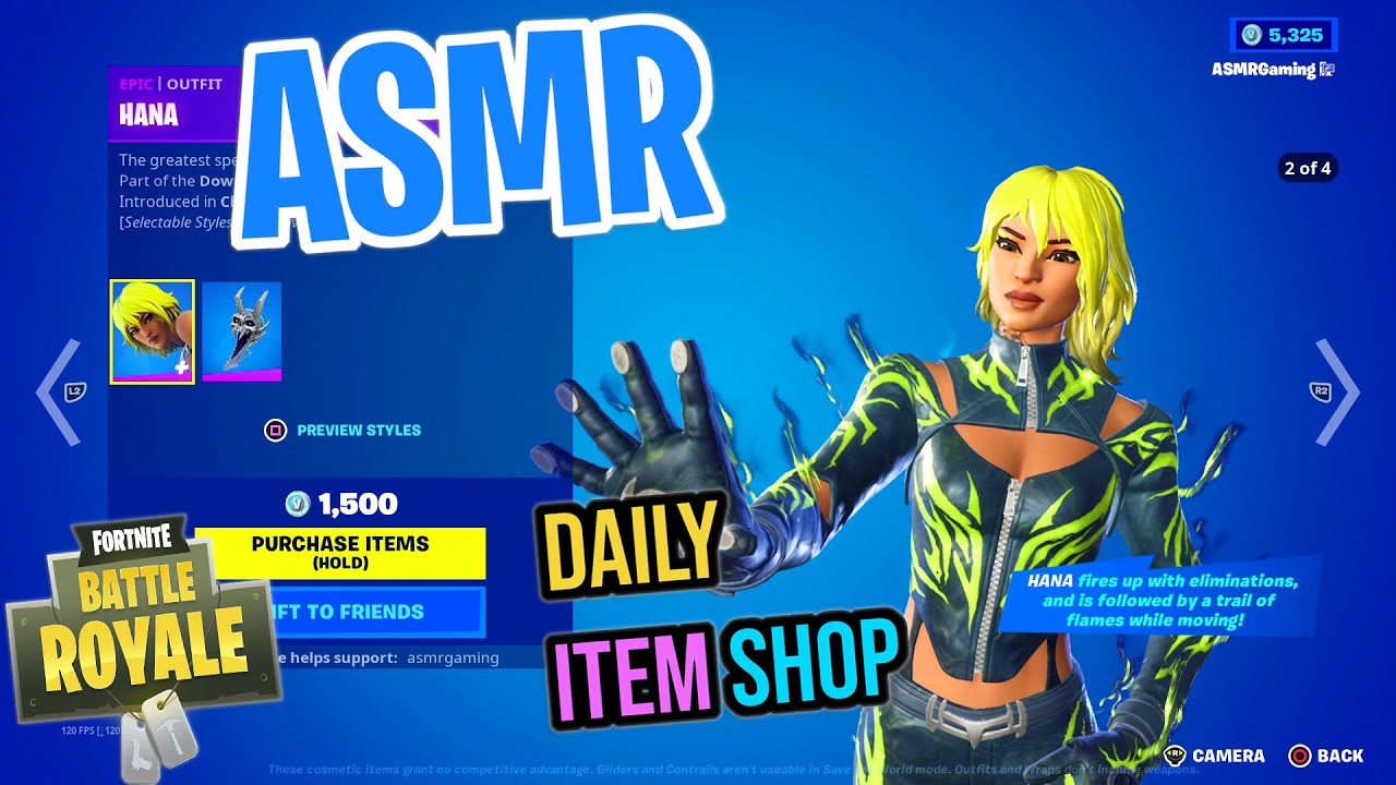 ASMR Fortnite NEW Hana Skin! Daily Item Shop 🎮🎧 Relaxing Whispering 😴💤 ...