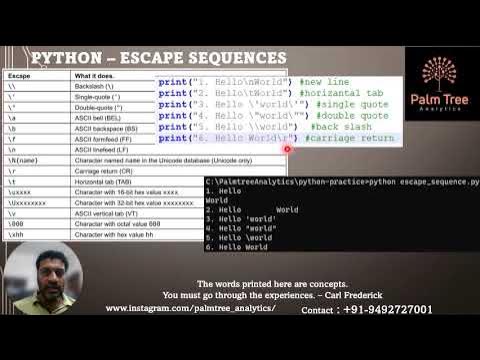 Python-09. TOM Python Escape Sequences - YouTube