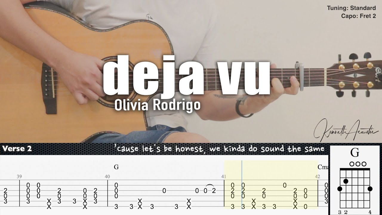 deja vu - Olivia Rodrigo | Fingerstyle Guitar | TAB + Chords + Lyrics ...