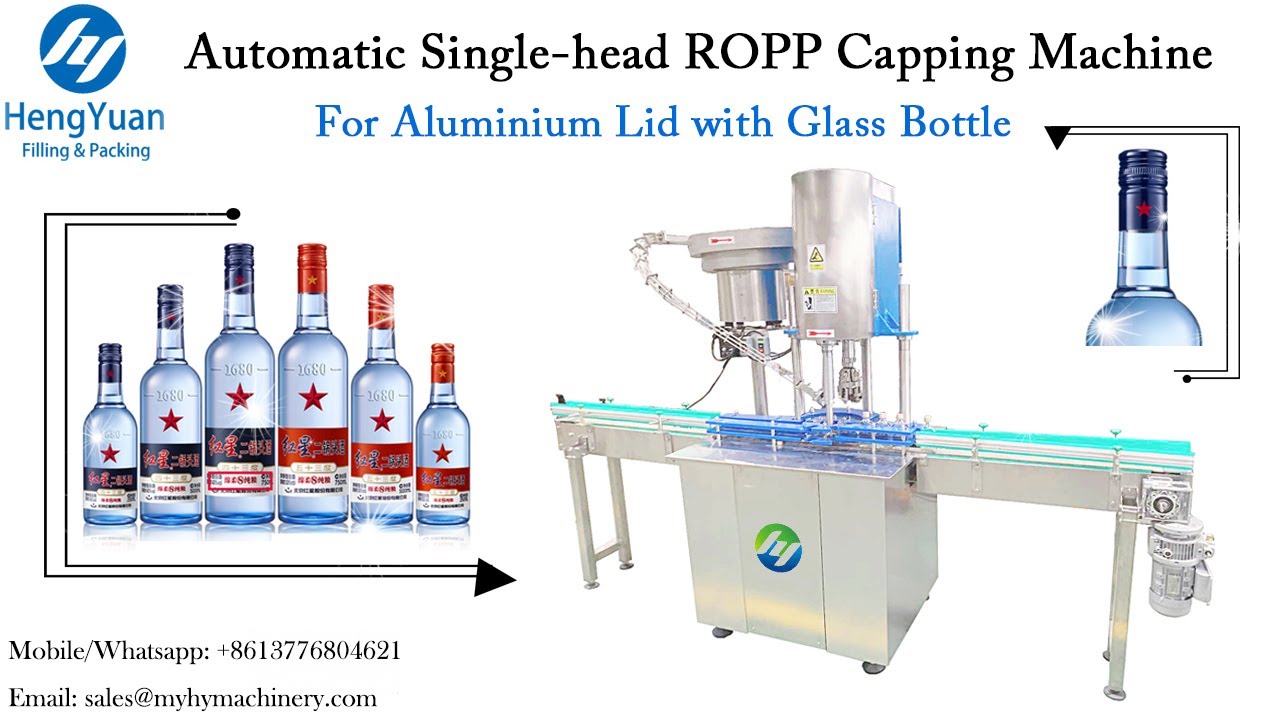 Liquor Bottle Aluminium Lid Bottle Sealing Equipment | Automatic Single head ROPP Capping ...