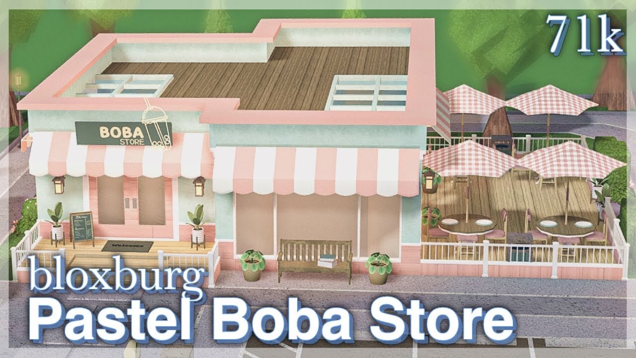 Pastel Boba Store in BLOXBURG | exterior | speedbuild - YouTube