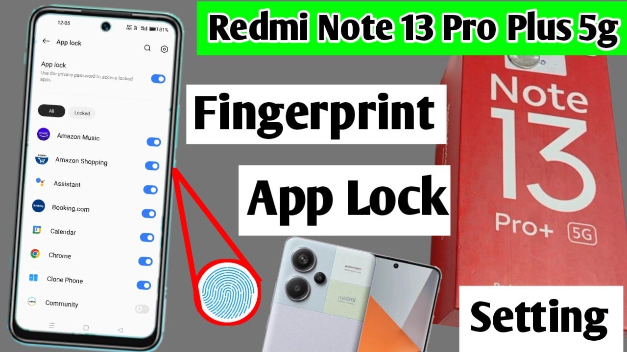 redmi note 13 pro plus 5g app lock fingerprint | how to app lock ...