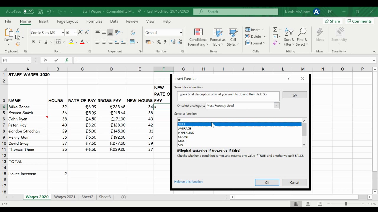 Staff Wages N5 Admin Spreadsheet - YouTube