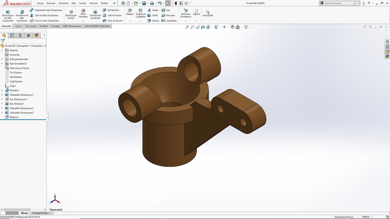SolidWorks Örnek Çizim #106 (3D solid model example) - YouTube