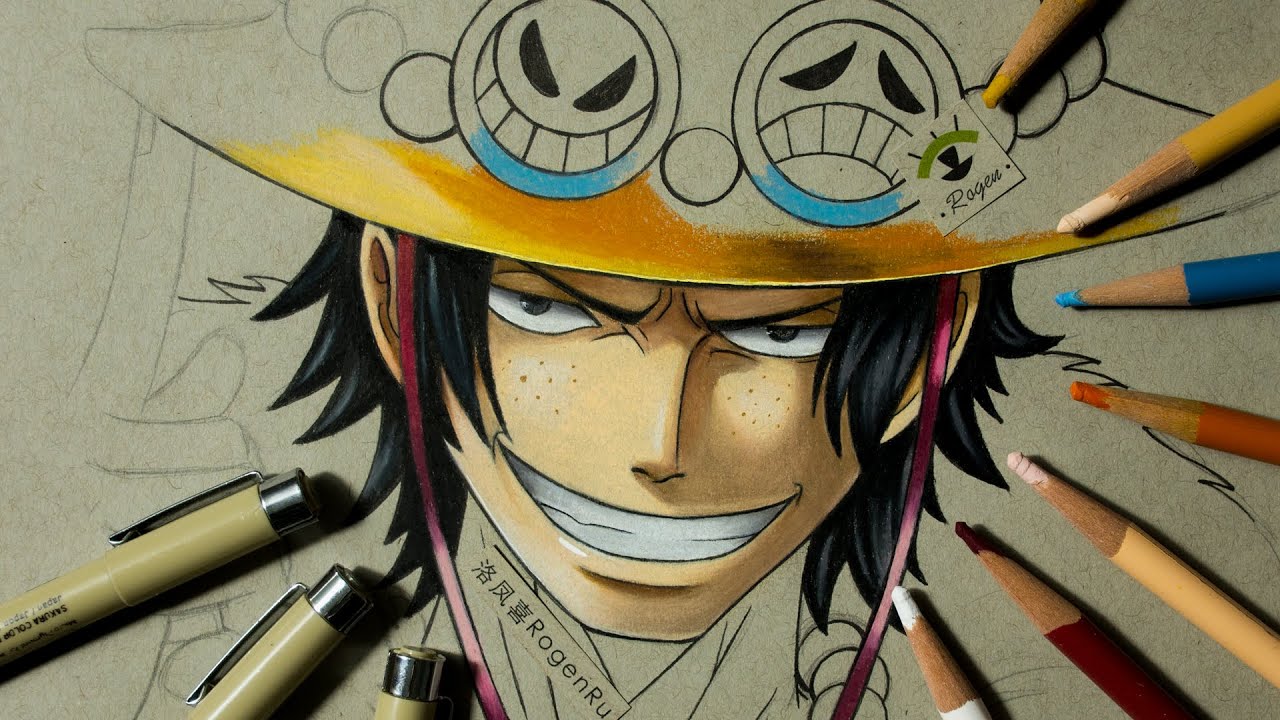Drawing Portgas·D· Ace with colored pencils | How to coloring manga ...