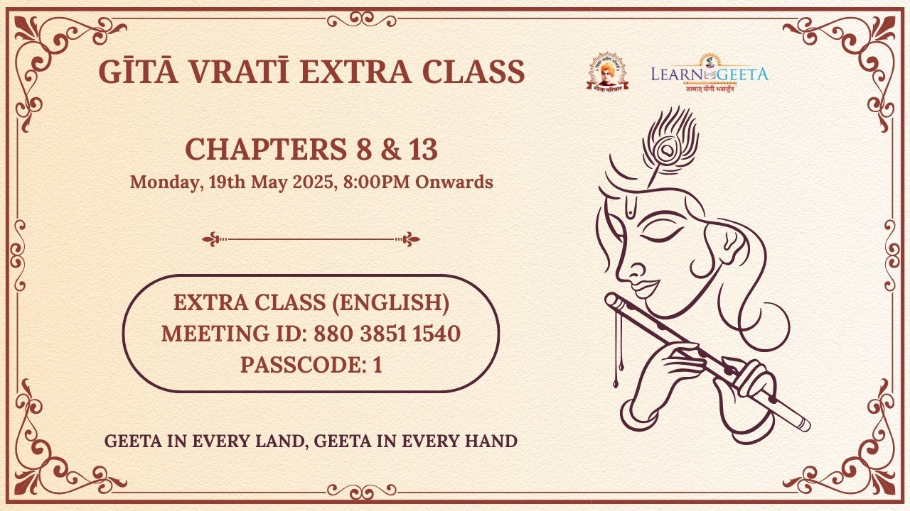 Gita Vrati Extra Class - 8/13th Chapter (English) 19 May 25 - YouTube