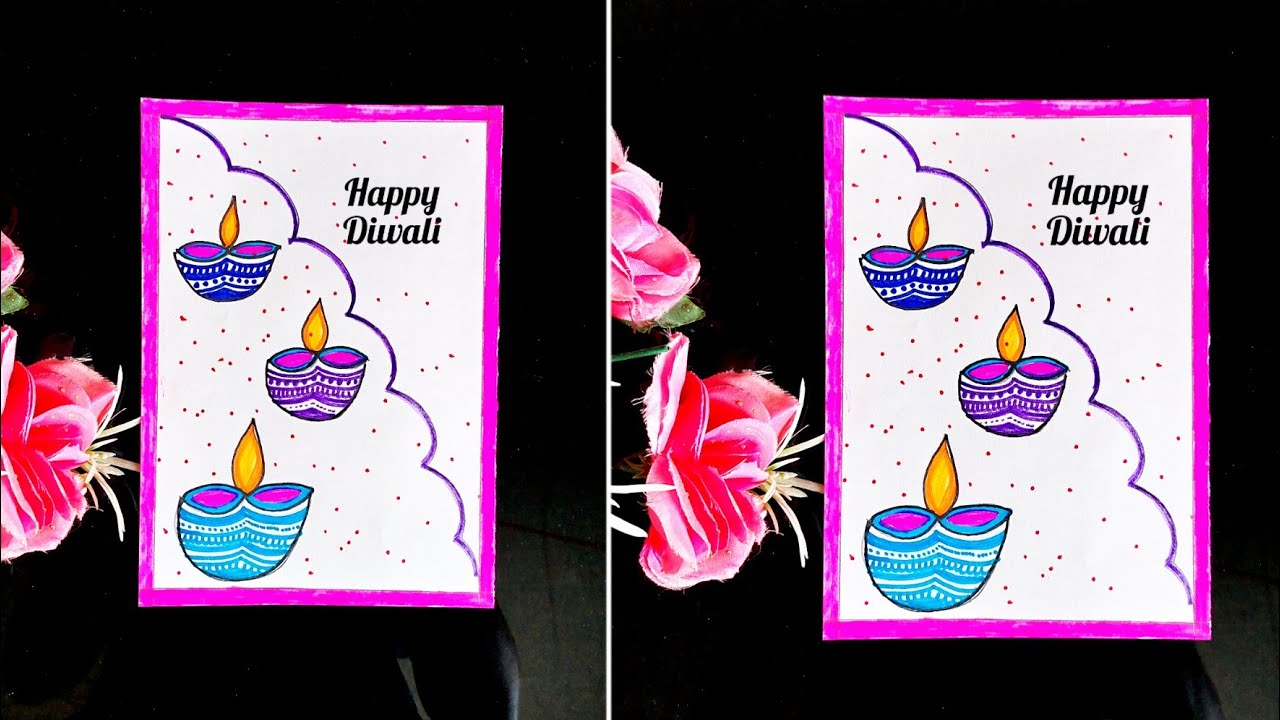 How To Make Easy Diwali Card | DIY Diwali Diya Greeting Card| Handmade ...