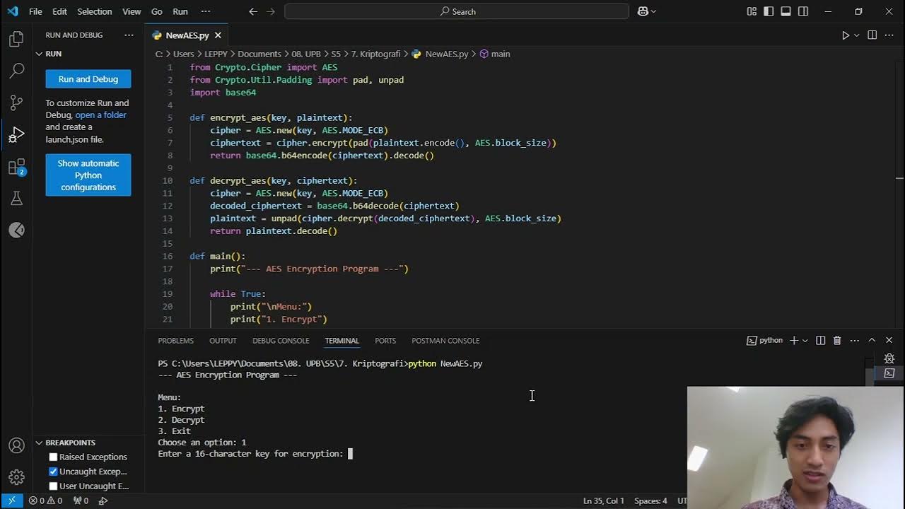 Penerapan Kriptografi Algoritma AES-128 Mengunakan Python - YouTube