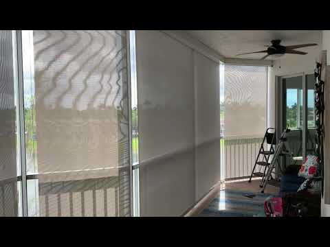 Wire Guide Outdoor Motorized Shades - YouTube