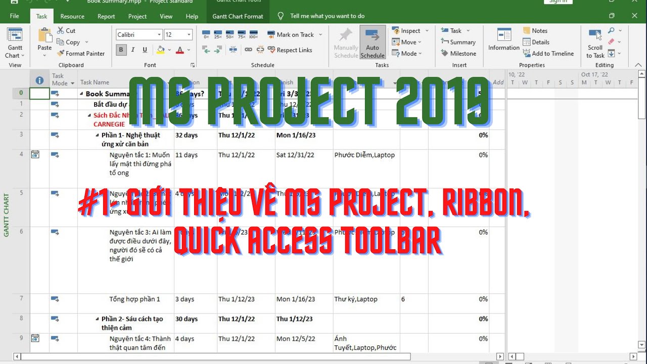 MS Project 2019- Giới thiệu về MS Project, Ribbon, Quick Access Toolbar ...