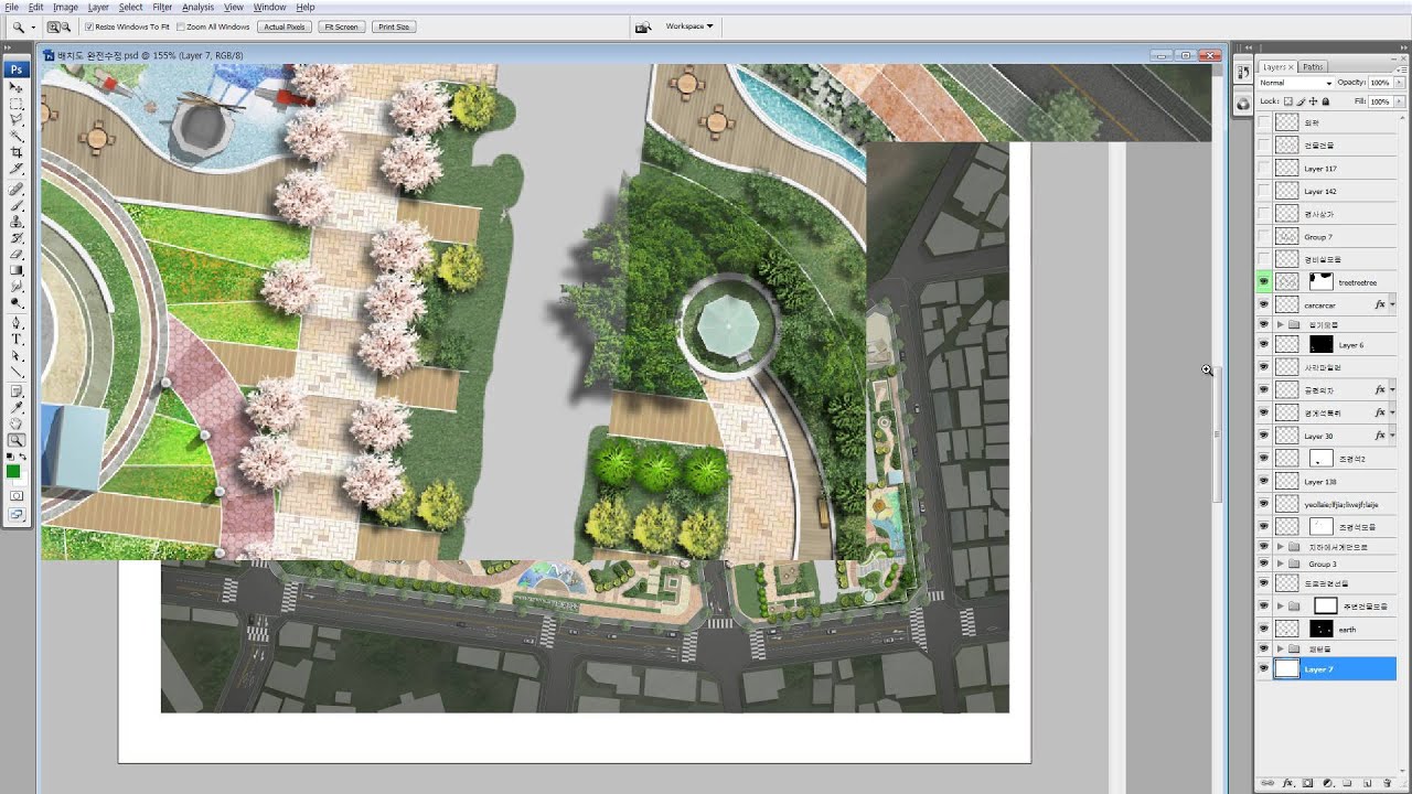 1차 배치도 강좌 1부 site plan tutorial - Compositing in Photoshop - YouTube