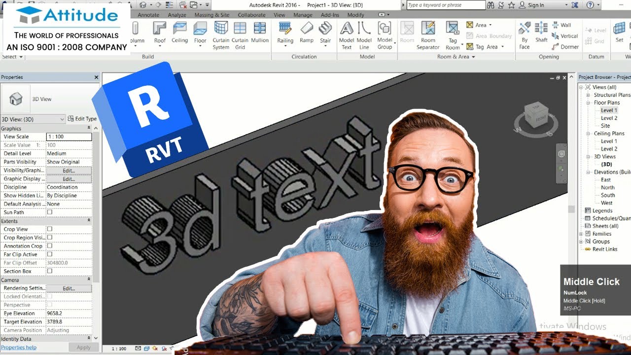 How to make 3D Text in Revit || Attitude Academy - YouTube