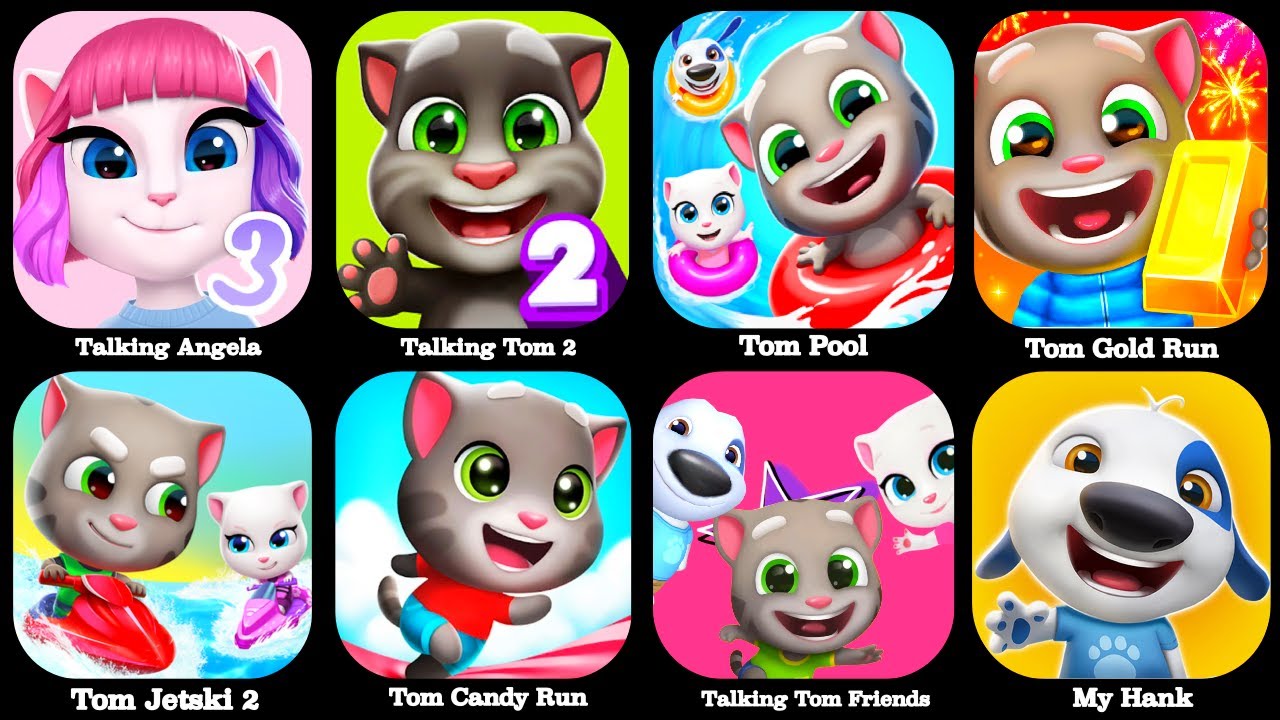 😻😻Tom Gold Run/My Talking Tom/My Tom 2/Tom Blast/Scary Ana/Talking ...