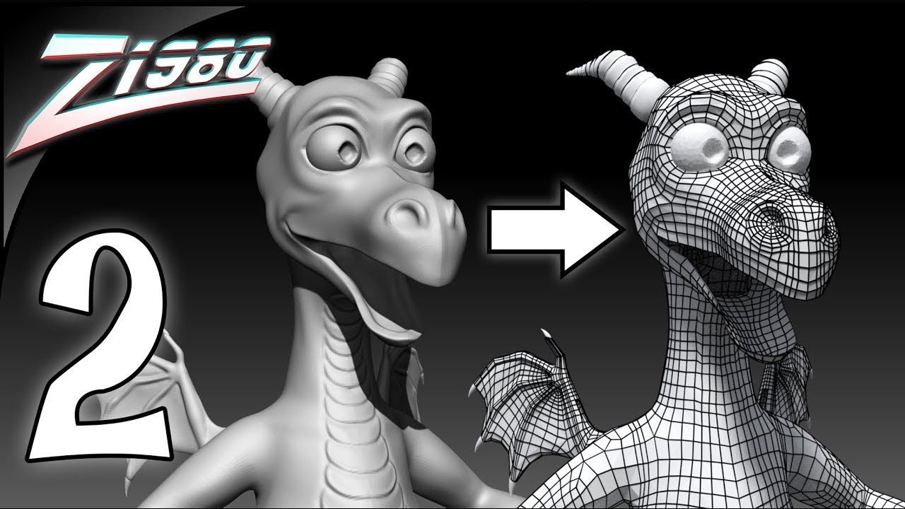 FIGMENT THE DRAGON RETOPOLOGY - Zbrush Sculpt Part 2 - YouTube