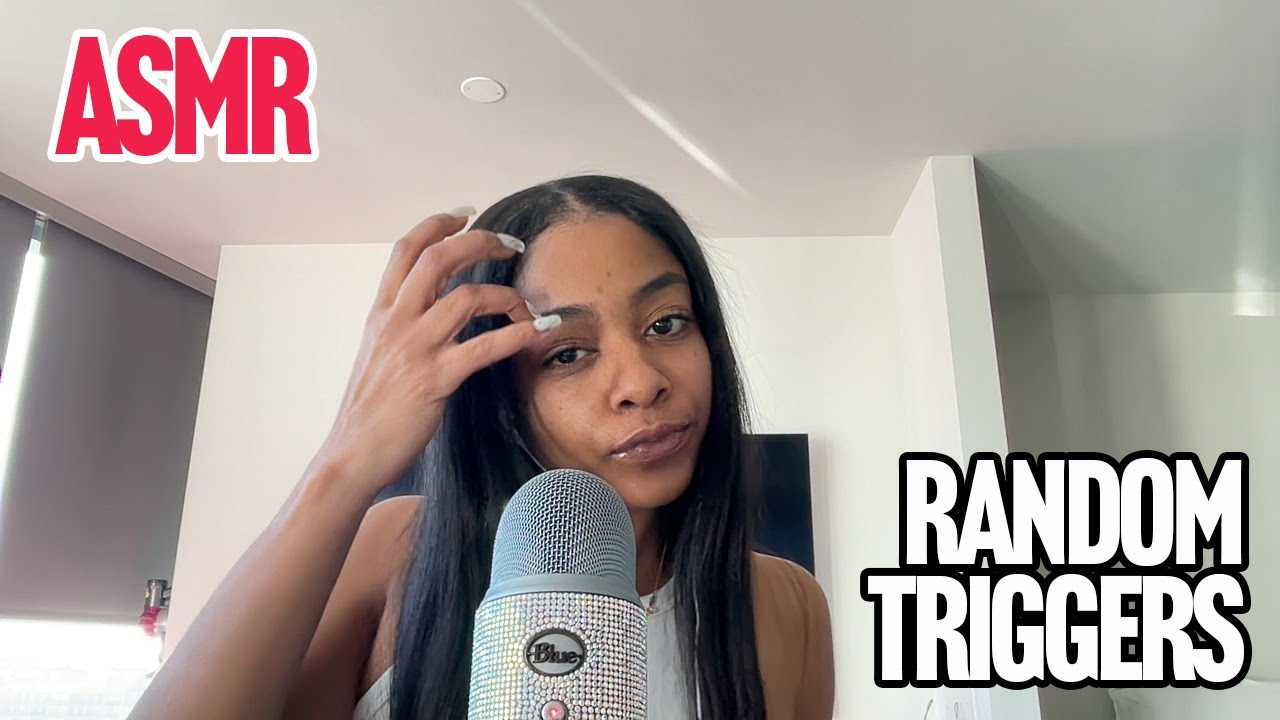 asmr random triggers (lip gloss, hand movements, hair brushing, rabbling, kisses, scissors ...