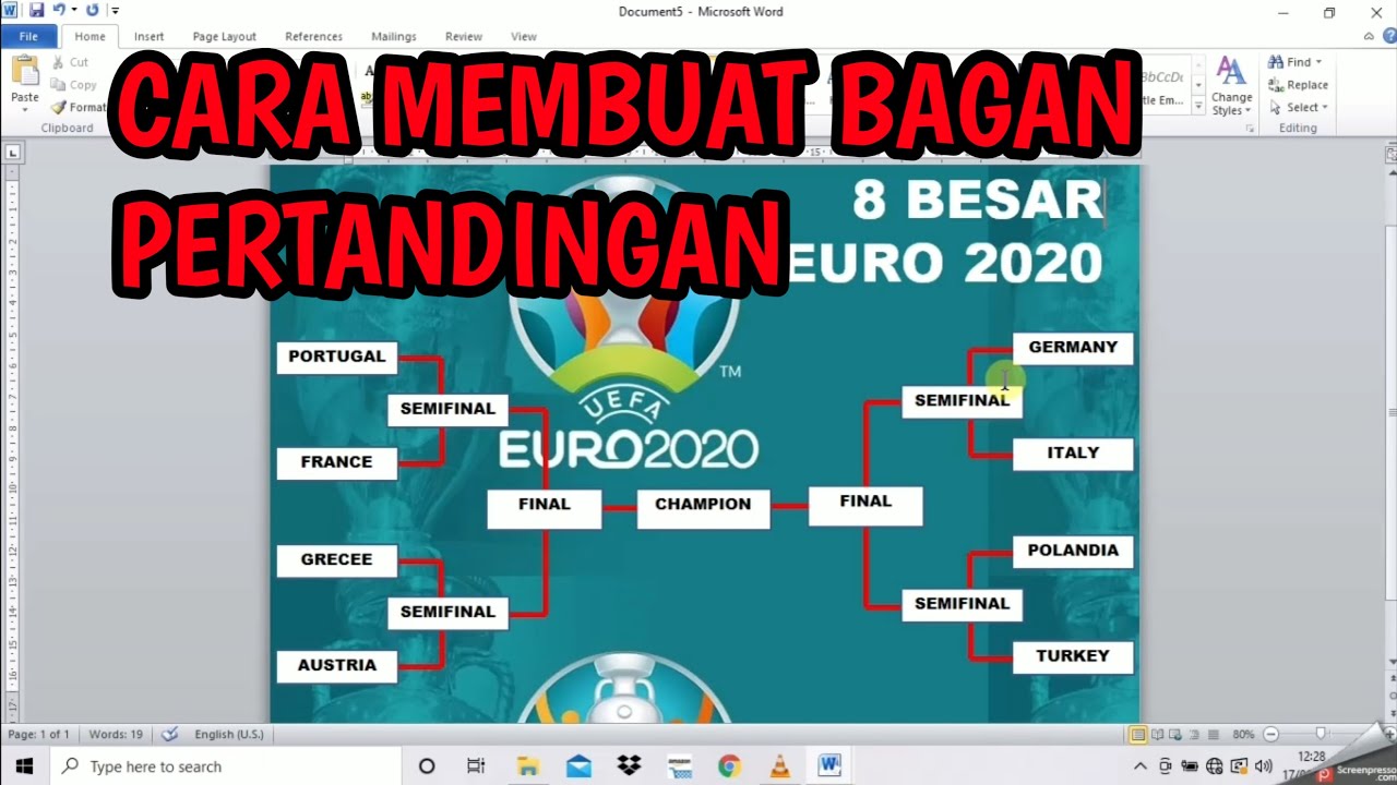 CARA MEMBUAT BAGAN PERTANDINGAN DI MICROSOFT WORD ||how to make a game ...