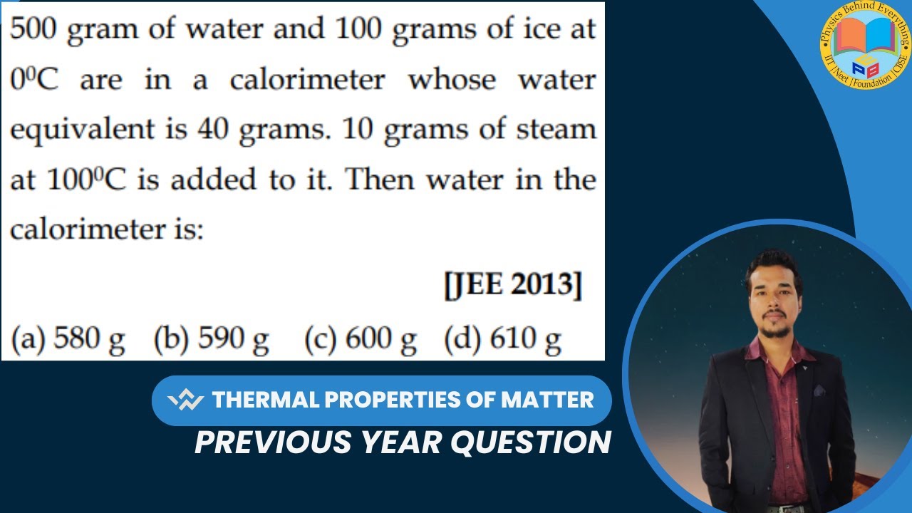 500 gram of water and 100 grams of ice at 0°C are in a calorimeter ...