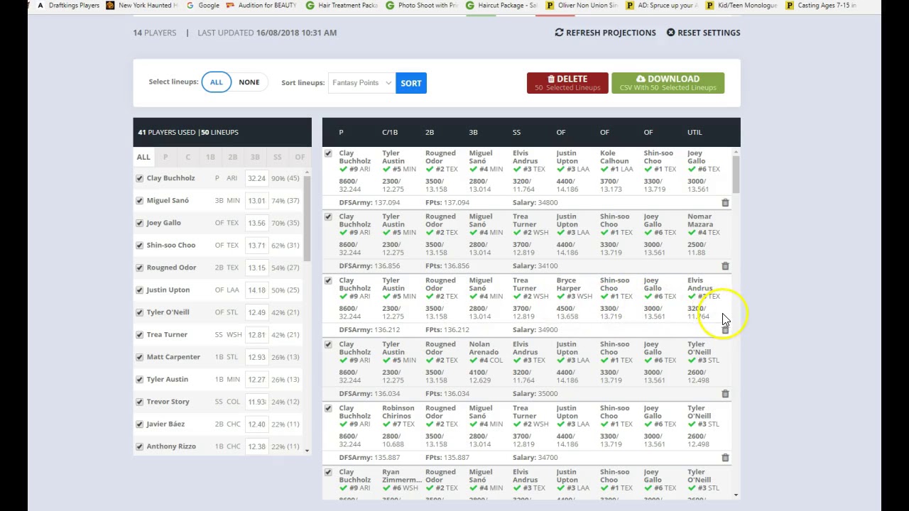 DFS Army Domination Station Optimizer - MLB Stacking Tutorial - YouTube
