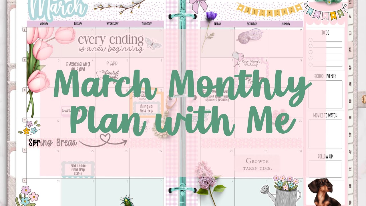 MARCH Monthly Plan With Me 💐 | Noteful | Paper Hearts Planner Co ...