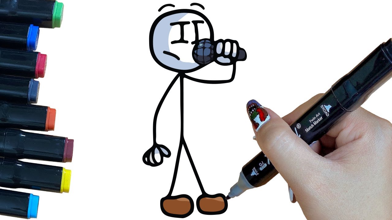 How to Draw STICKMIN from Friday Night Funkin Mod - Stickmin fnf - YouTube