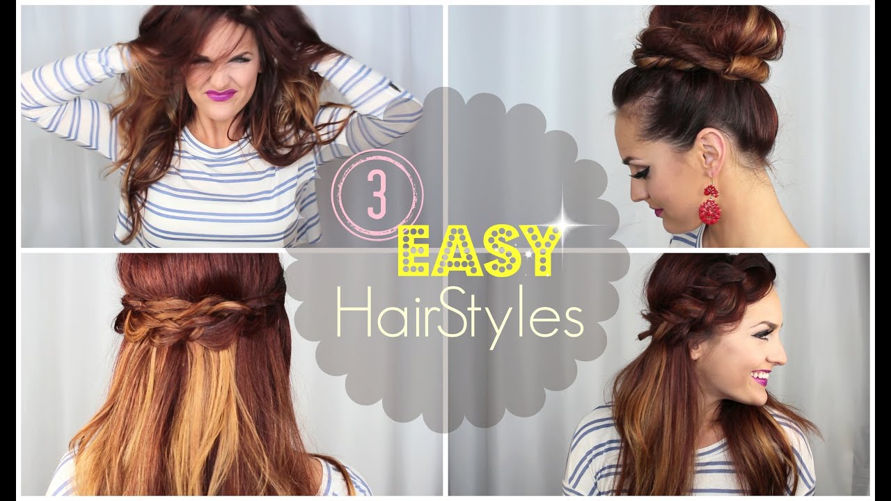 3 EASY Hair Styles - YouTube