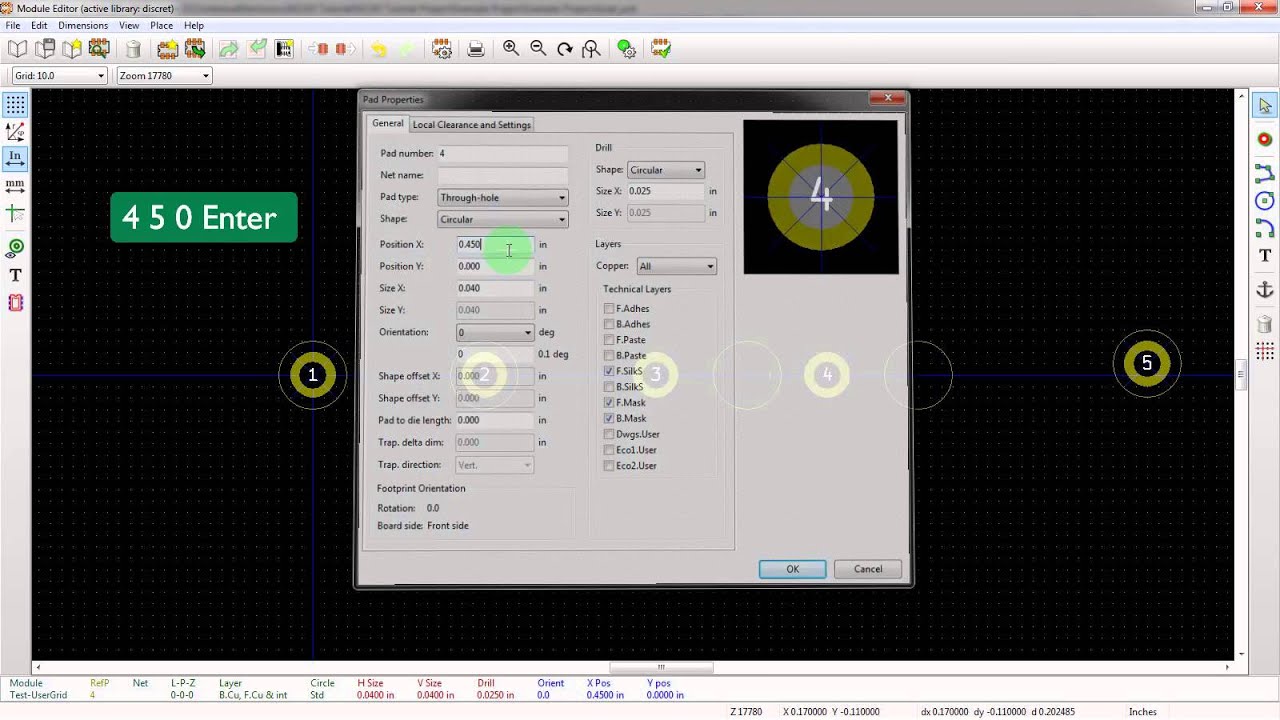 KiCad 3.0 - Utilizing The User Grid For Footprints In KiCad - YouTube