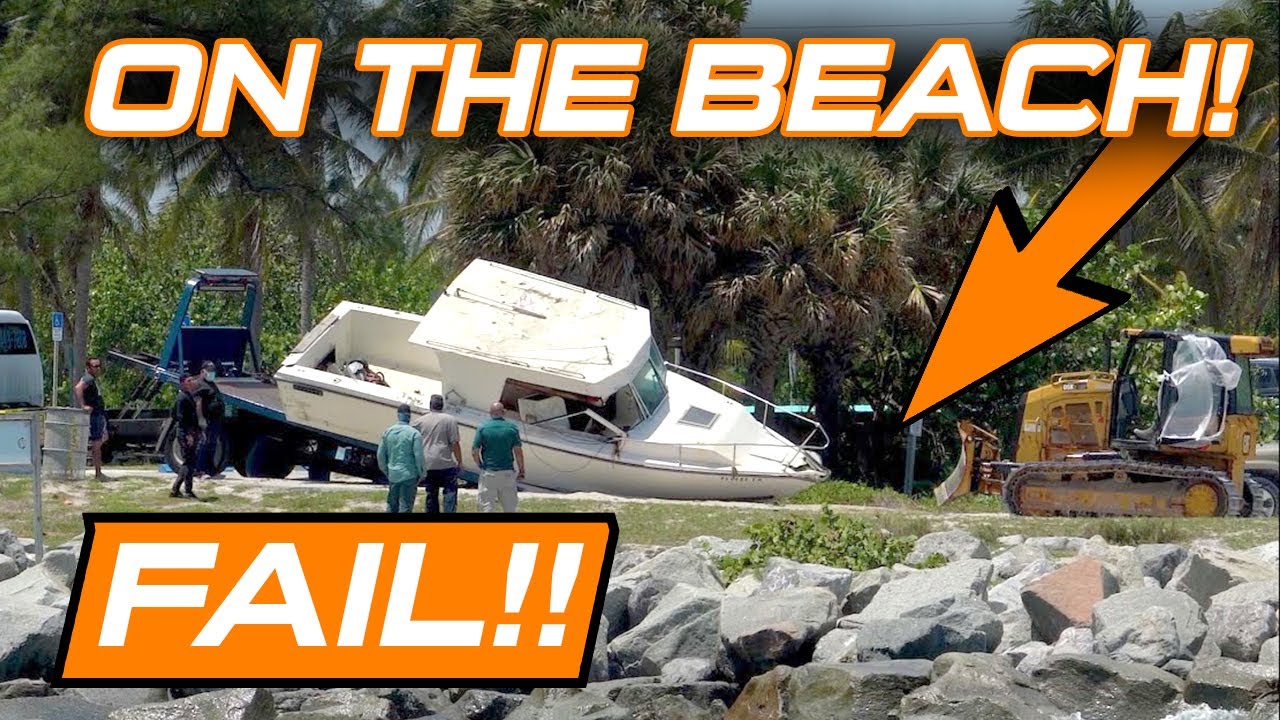 Boat on Tow Truck at Haulover Beach Park - YouTube