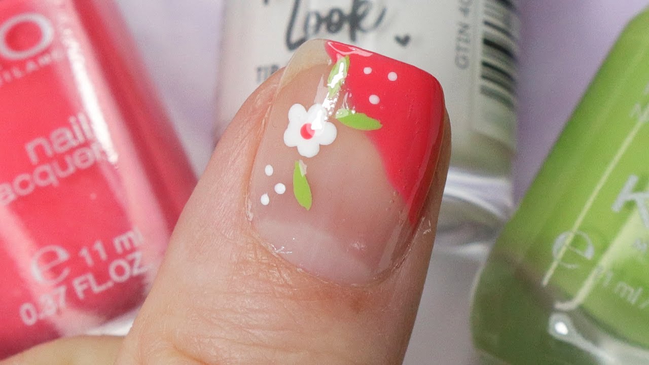 Diagonal FRENCH Tip in Pink with White Flower Manicure | FRENCH ...
