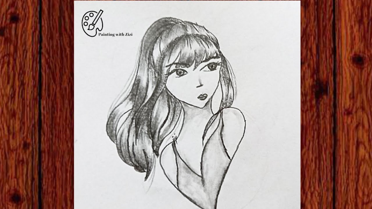 Girl's drawing:How to draw a girl in a heart#painting_with_zizi # ...