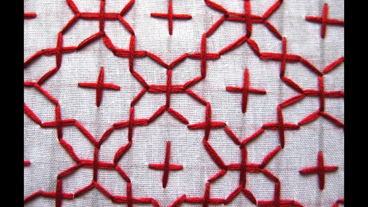 Hand Embroidery : "Juuji Hana-zashi (cross and flower stitch)" - YouTube