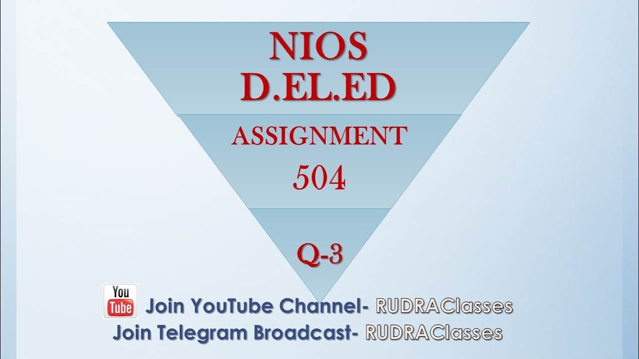 NIOS D.EL.ED Assignment Answer Course - 504, Question 3 - YouTube
