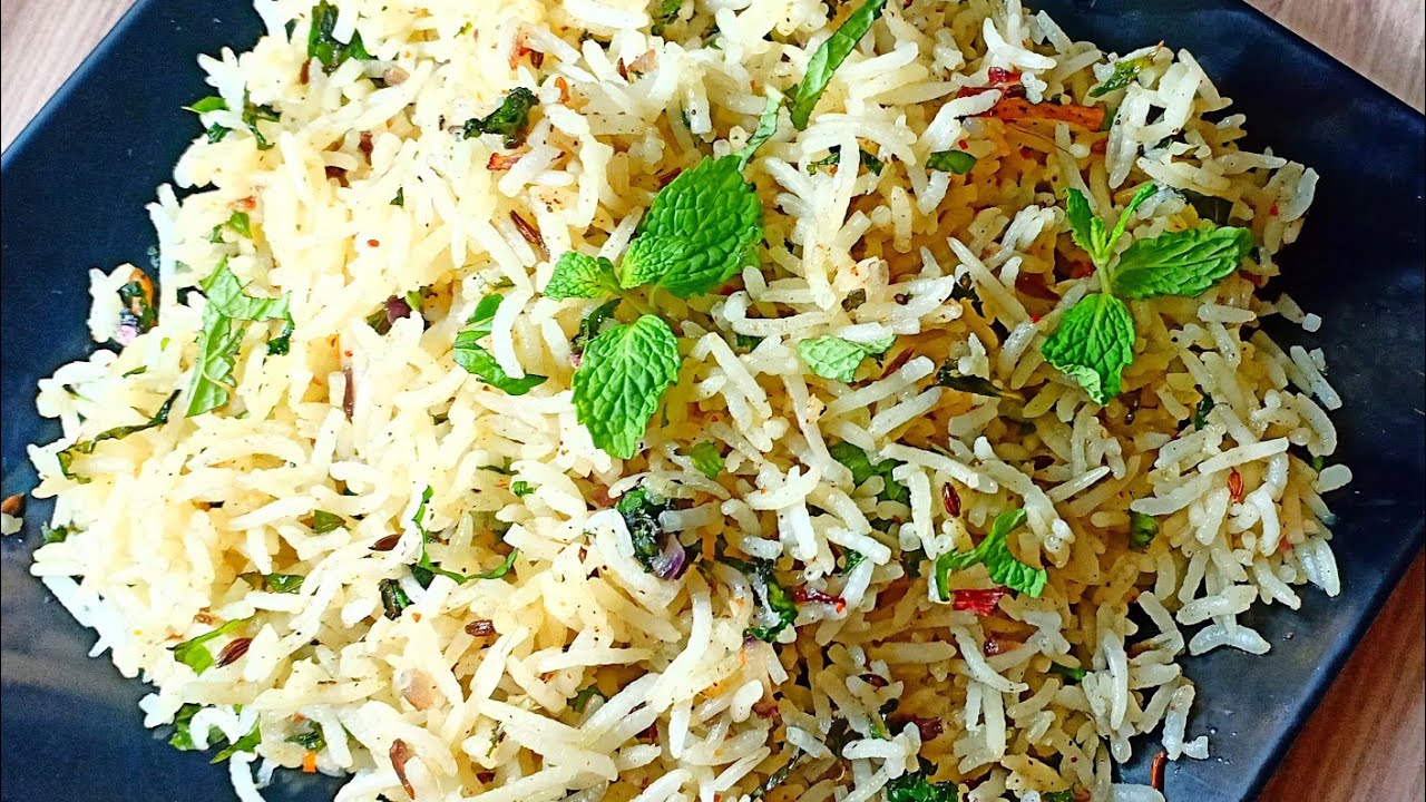Mint Rice Recipe | Pudina Rice Recipe | Mint Fried Rice Recipe | Mint ...